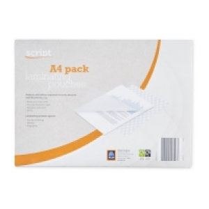 Offer Aldi Script A4 Laminating Pouches 40 Pack Aldi