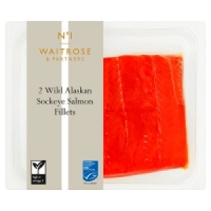 Offer Waitrose No.1 2 Wild Alaskan Sockeye Salmon Fillets