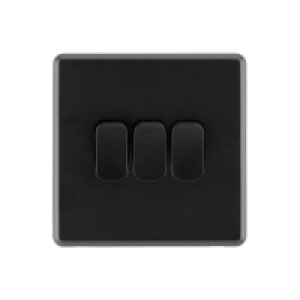Offer Homebase Arlec Rocker 10A 3Gang 2Way Jet Black Triple